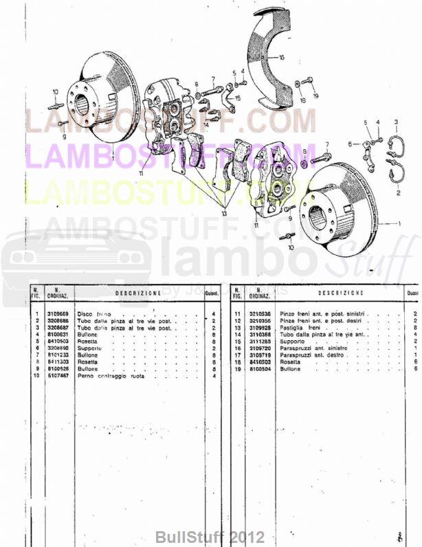 1974 - 1978 Lamborghini Countach LP400 USA Brake Pads (20)