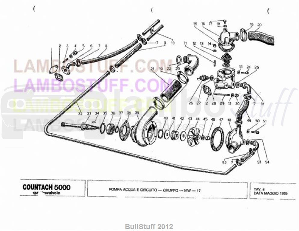 1985 Lamborghini Countach 5000 Quatro USA Water Pump - Water Circuit (8)
