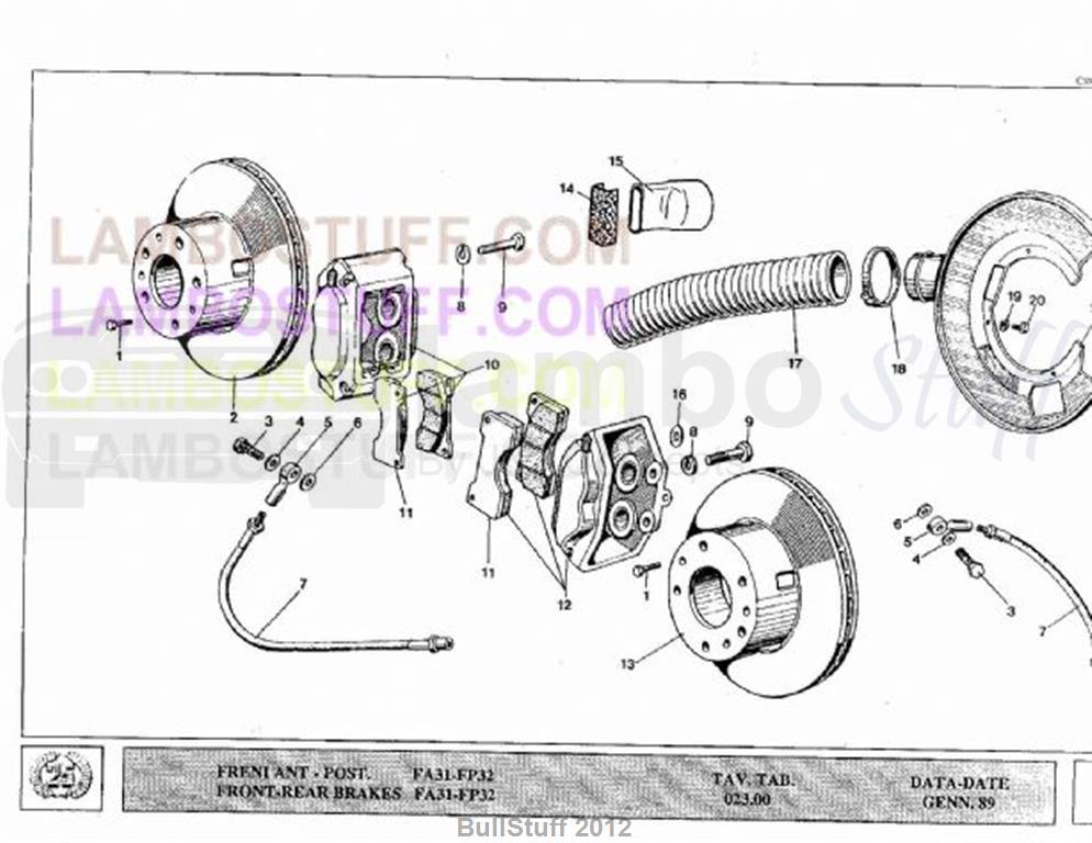 1989 Lamborghini Countach 25th USA Front - Rear Brakes (023.00)