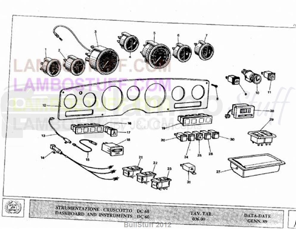 1989 Lamborghini Countach 25th USA Dashboard and Instruments (036.00)