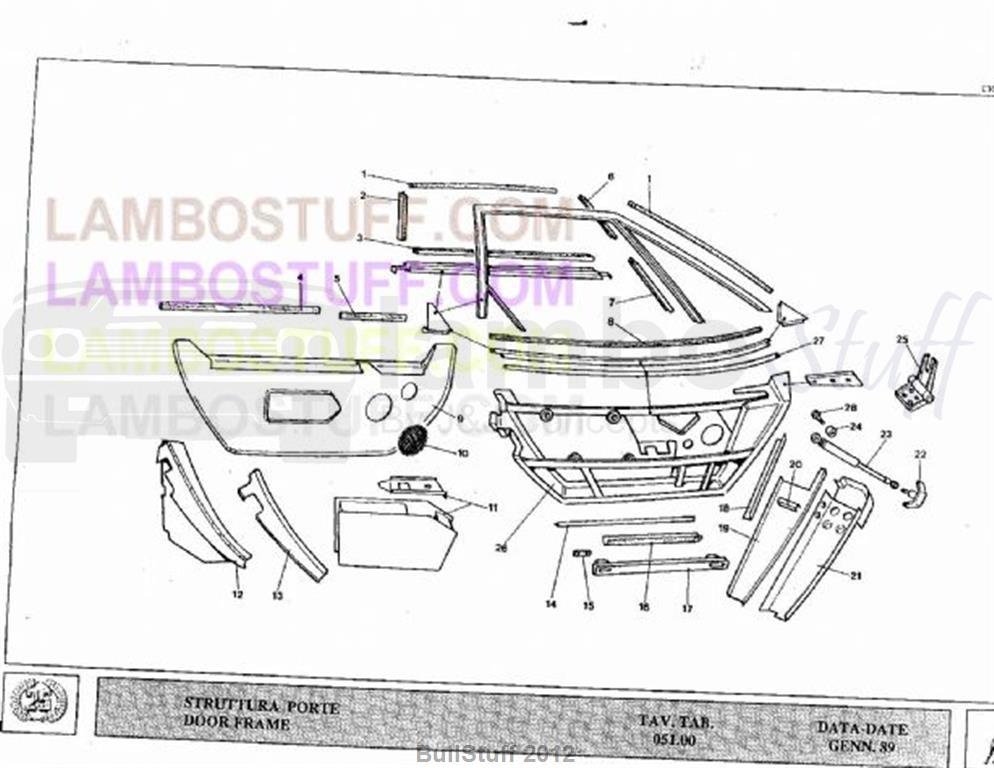 1989 Lamborghini Countach 25th USA Door Frame (051.00)