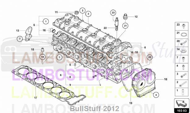 2012 Lamborghini AVENTADOR LP700-4 COUPE USA LEFT CYLINDER HEAD AND ...