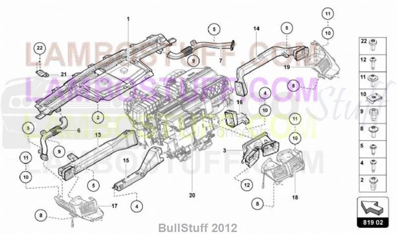 2012 Lamborghini AVENTADOR LP700-4 COUPE USA DASHBOARD AIR PIPE (819.02.00)