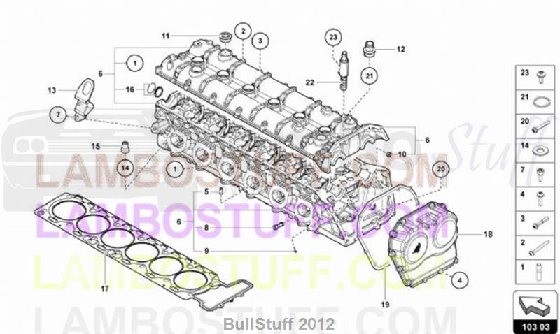 2014 Lamborghini AVENTADOR LP700-4 COUPE USA LEFT CYLINDER HEAD AND ...